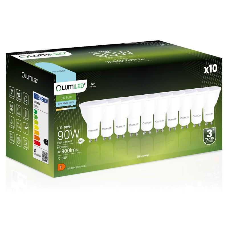 Żarówka LED LUMILED GU10 10W 900lm 6500K 120st 10 szt. | Majsterkowanie ...