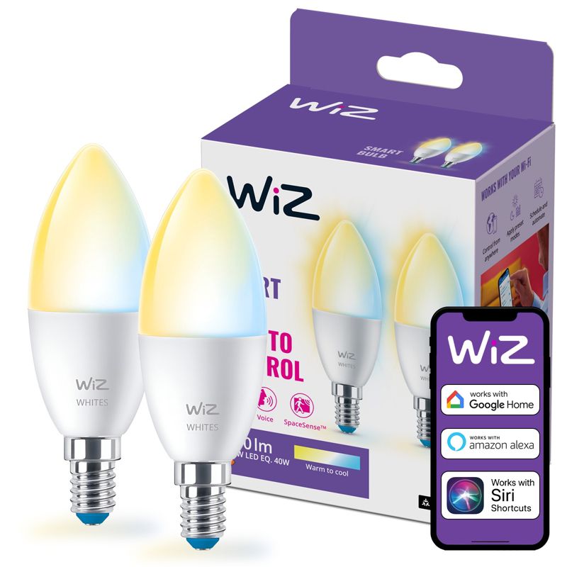 Żarówka LED WiZ E14 Świeczka C37 4.9W 470lm 2700-6500K TW Inteligentna ...
