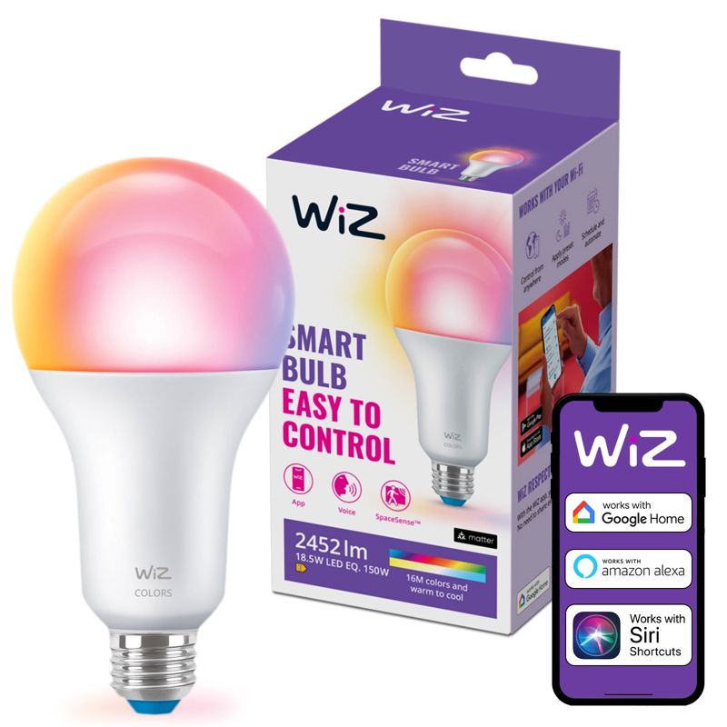 Żarówka LED WiZ E27 A80 18.5W 2452lm 2200-6500K RGB TW Inteligentna ...
