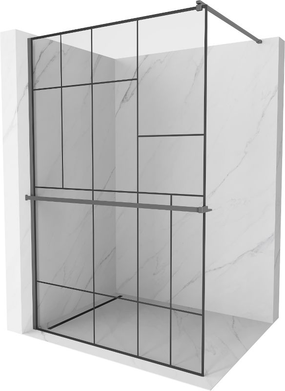 Ścianka prysznicowa Mexen Kioto+ czarny wzór 110x200 cm 800-110-121-95 ...