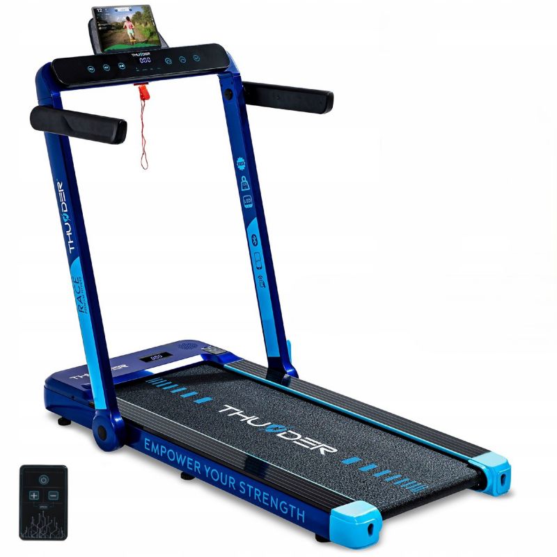 Bieżnia elektryczna THUNDER RACE-BLUE 14 km/h pod biurko składana 2w1 ...