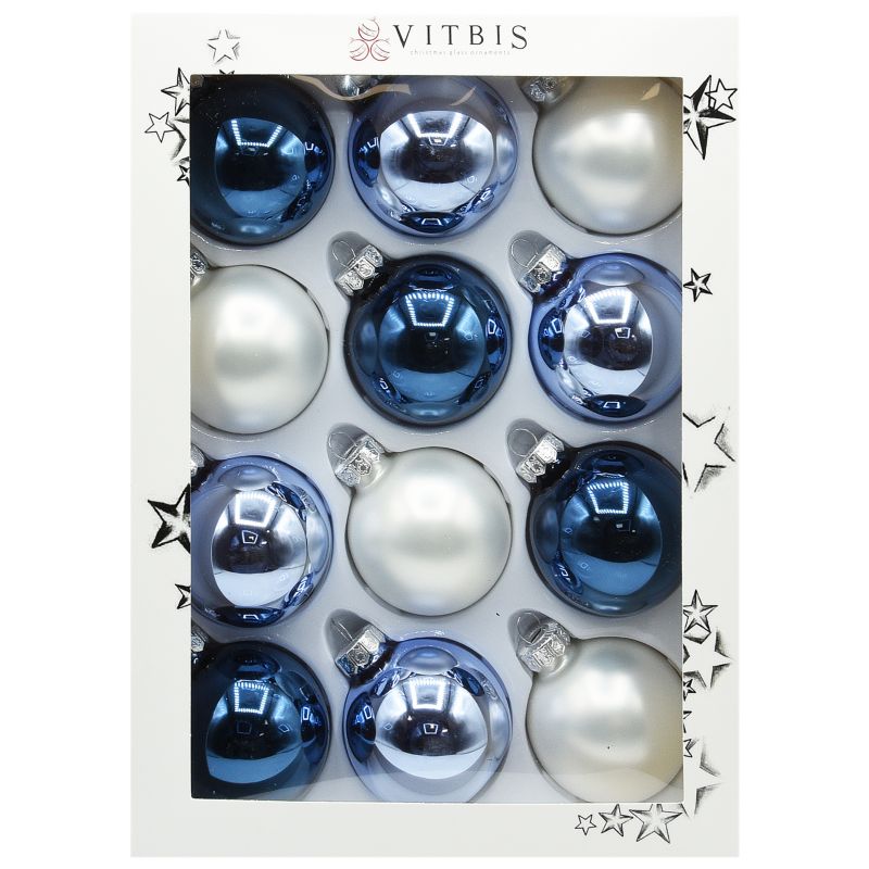Bombki szklane Vitbis 60 mm niebieskie 12 szt.