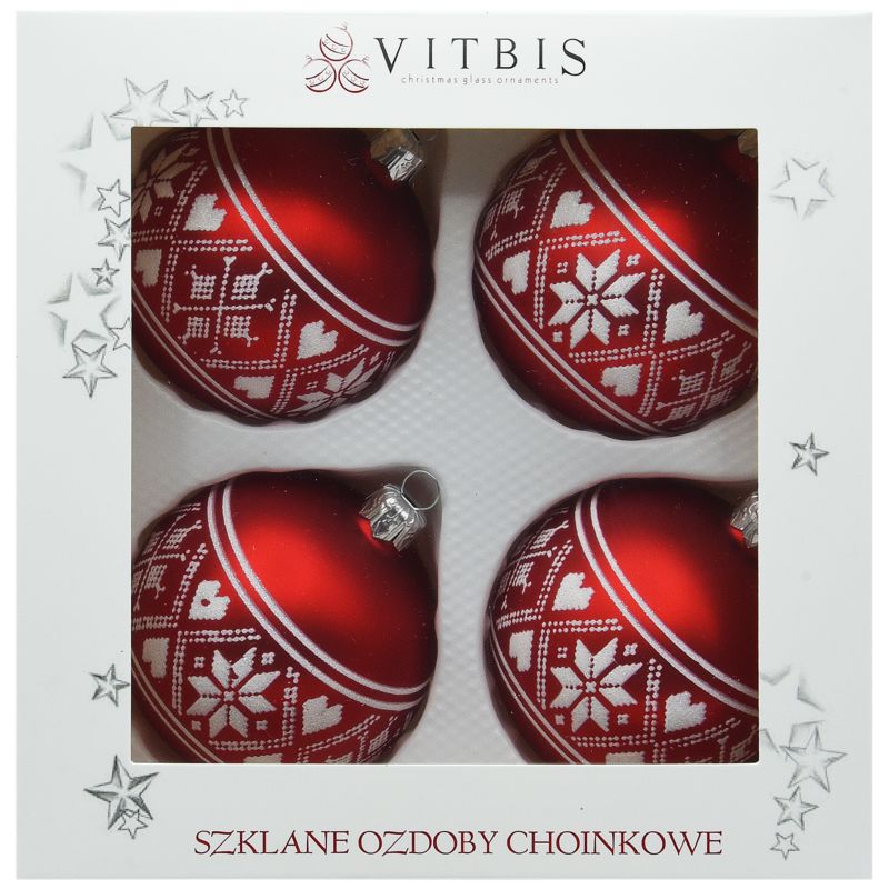 Bombki szklane Vitbis dekorowane 800 mm czerwone 4 szt.