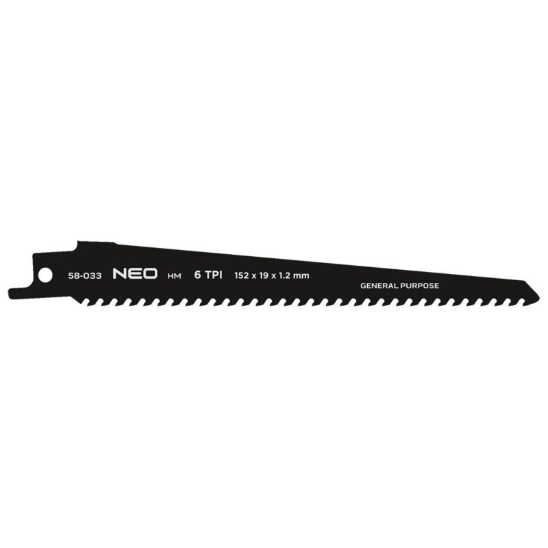 Brzeszczot do piły szablastej NEO TOOLS, HM, 152 x 19 x 1.2 mm, 6TPI 1 szt