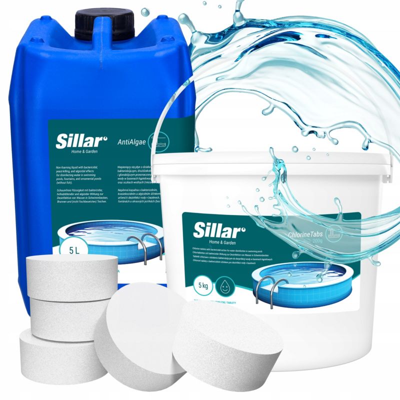 Chlor w tabletkach, Sillar, do basenu, jacuzzi, tabletki 200g, 5kg ...