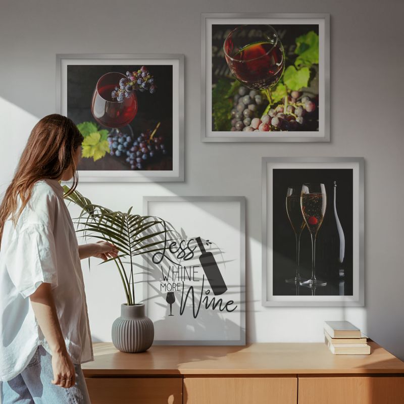 Czteroczęściowy Zestaw Obrazów ArtPrintCave (2x50x50+2x40x60cm) Srebrna ...