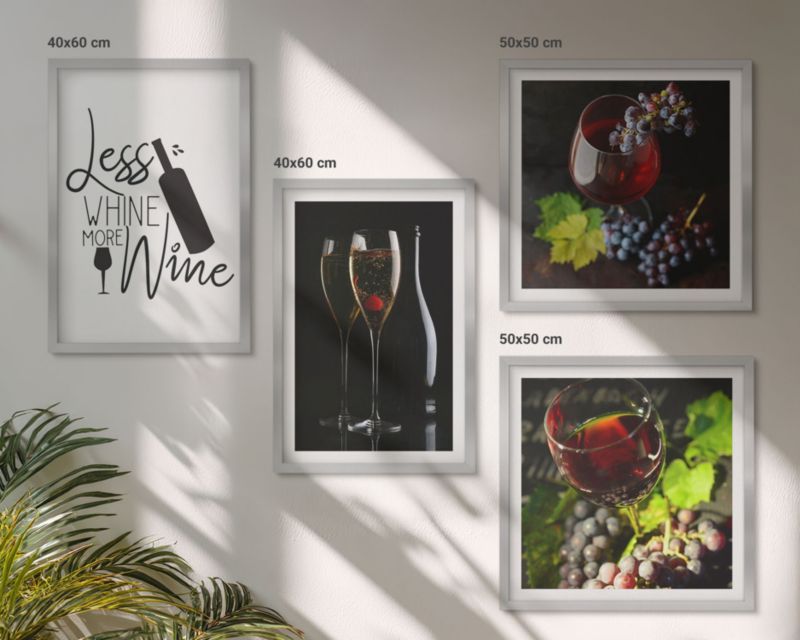 Czteroczęściowy Zestaw Obrazów ArtPrintCave (2x50x50+2x40x60cm) Srebrna ...
