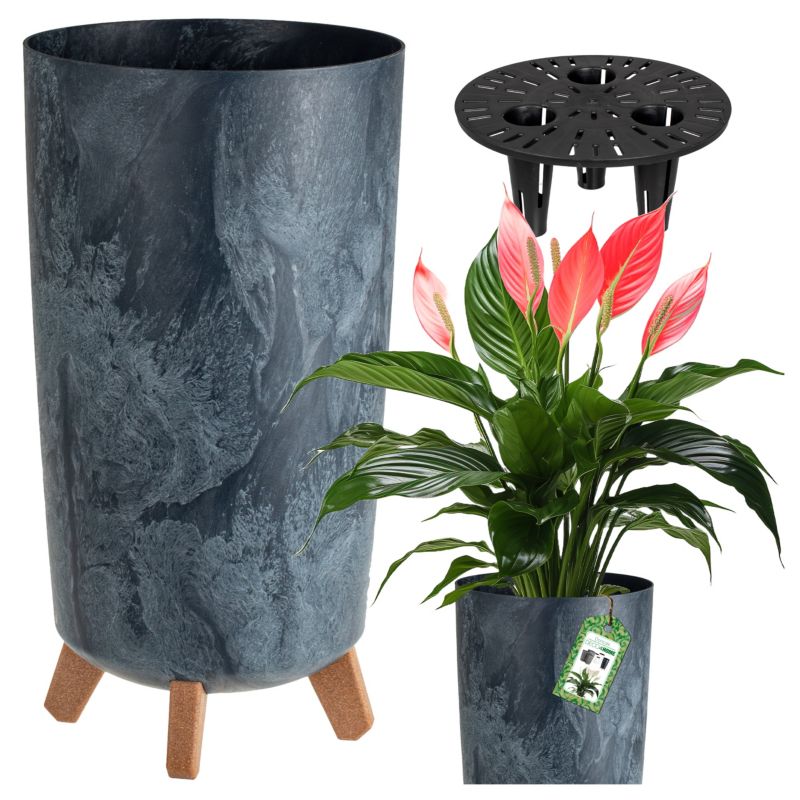 Doniczka Deco4Home slim donica na nóżkach imitacja betonu antracyt 36 ...