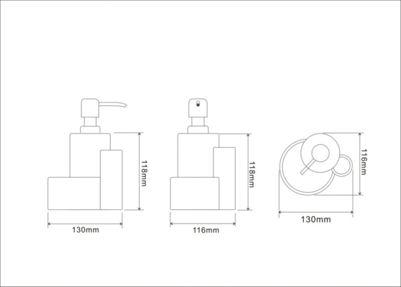 Dozownik ceramiczny Kuchinox Lupo 320 ml czarny błyszczący ze zmywakiem ...