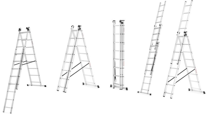 Drabina aluminiowa wielofunkcyjna z opcją ustawienia na schodach 3x8 ...