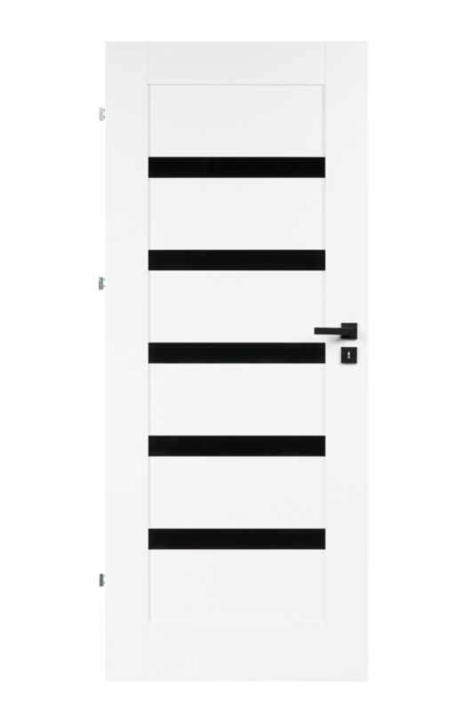 Drzwi pokojowe Fortia Credis 70 lewe białe czarna szyba ...