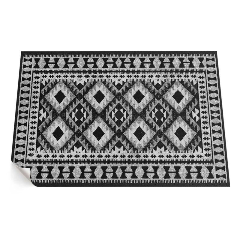 Dywan Winylowy Zewnętrzny ArtPrintCave 80x120 cm Czarne romby imitacja ...
