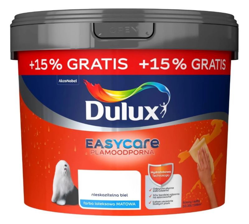 Farba Dulux EasyCare nieskazitelna biel 9 l +15% gratis