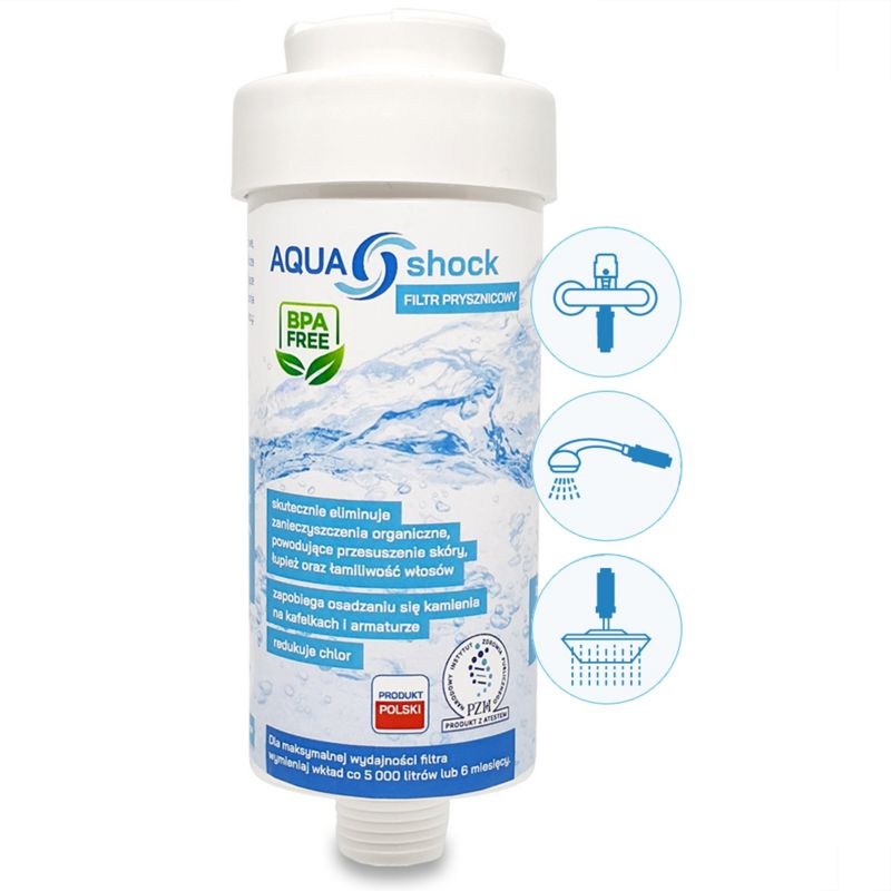 Filtr prysznicowy AQUA shock do wody biały 2 szt.