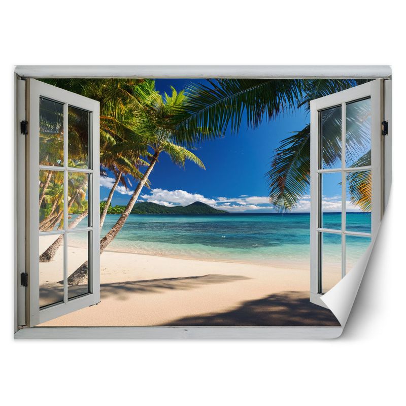 Fototapeta Feeby Widok z okna Palmy Plaża Tropikalna 150x105 1 szt | Majsterkowanie w Castoramie