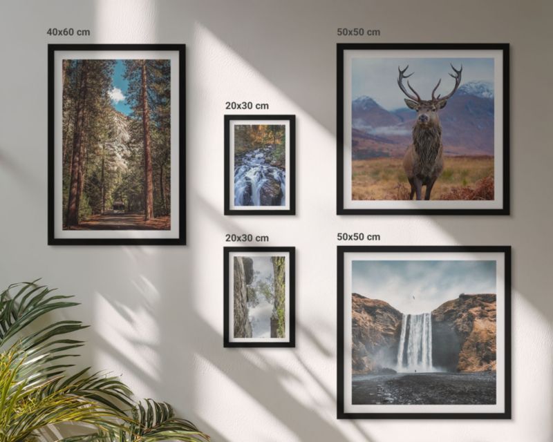 Galeria 5 Obrazów ArtPrintCave (2x50x50+2x20x30+40x60cm) Czarna rama ...