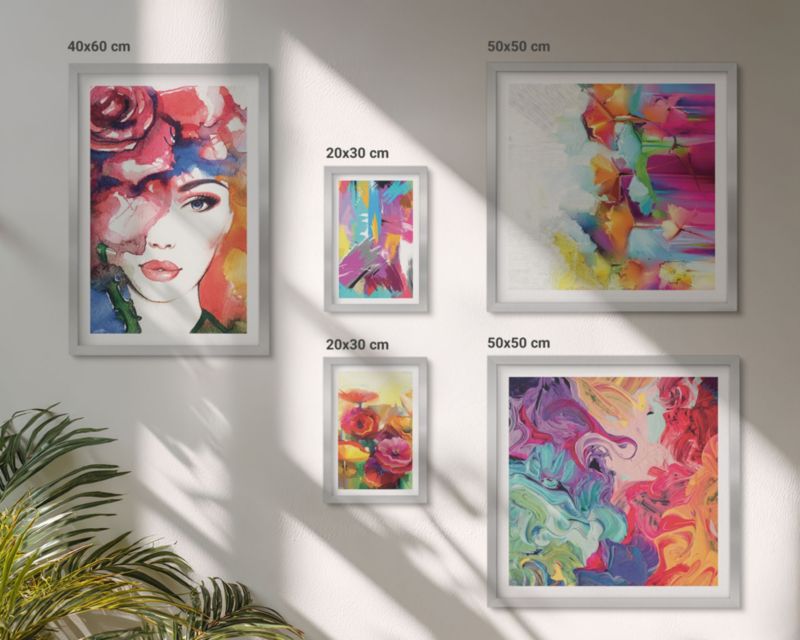Galeria 5 Obrazów ArtPrintCave (2x50x50+2x20x30+40x60cm) Srebrna rama ...
