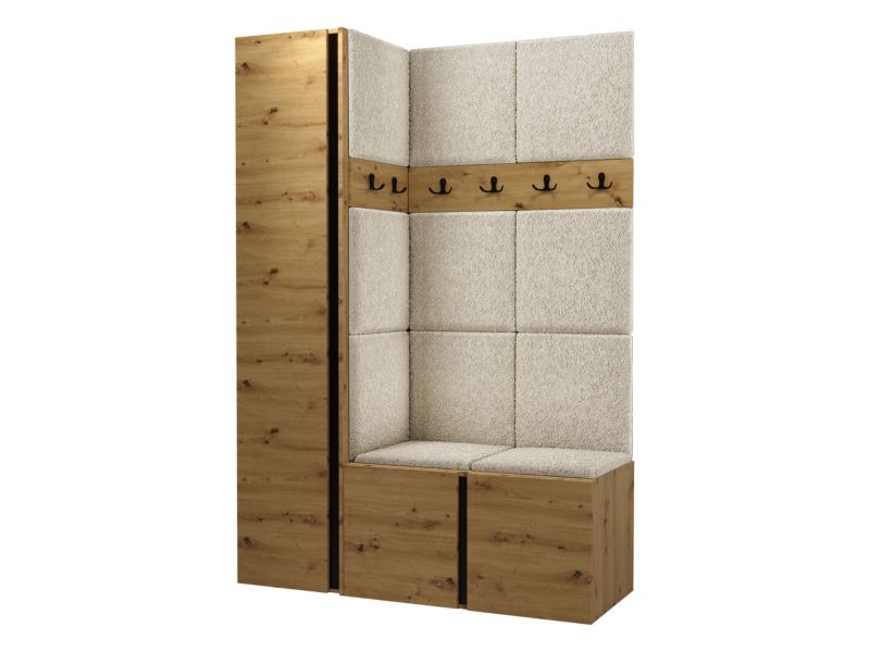 Garderoba MIRJAN 24 Orion IX dąb artisan/czarny + beżowa bukla 1 kpl.