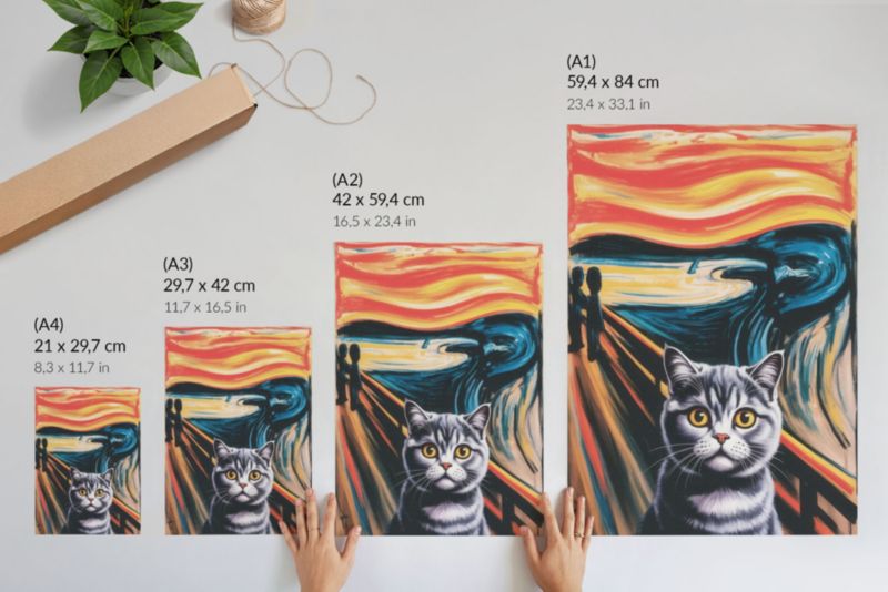 Grafika Na Ścianę ArtPrintCave 21x29,7 cm Krzyk i kot Monako 1 szt.