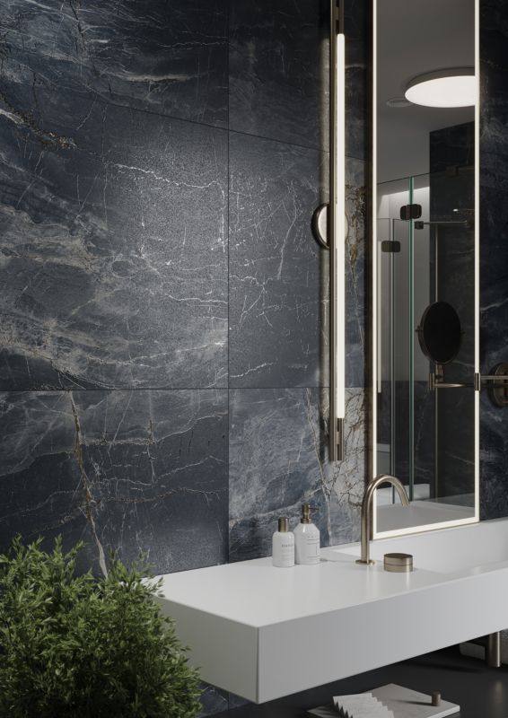 Gres Tile basalt 60 x 120 cm basalt black 1,44 m2