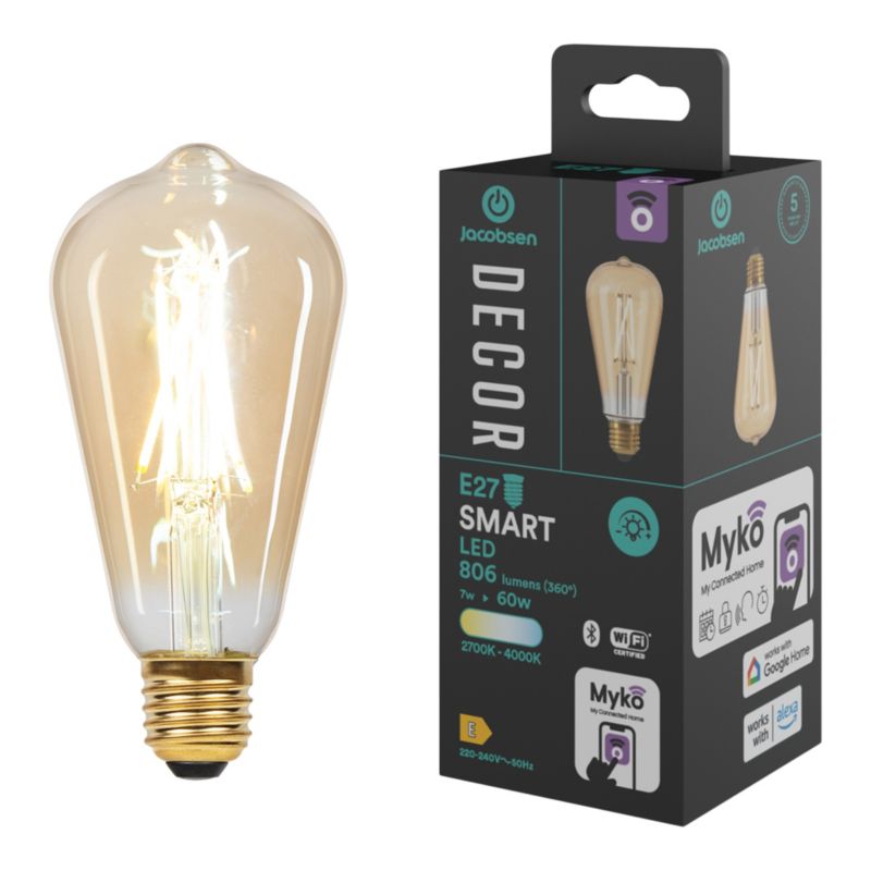 Inteligentna żarówka LED Filament Amber Jacobsen Myko ST64 E27 806 lm ...