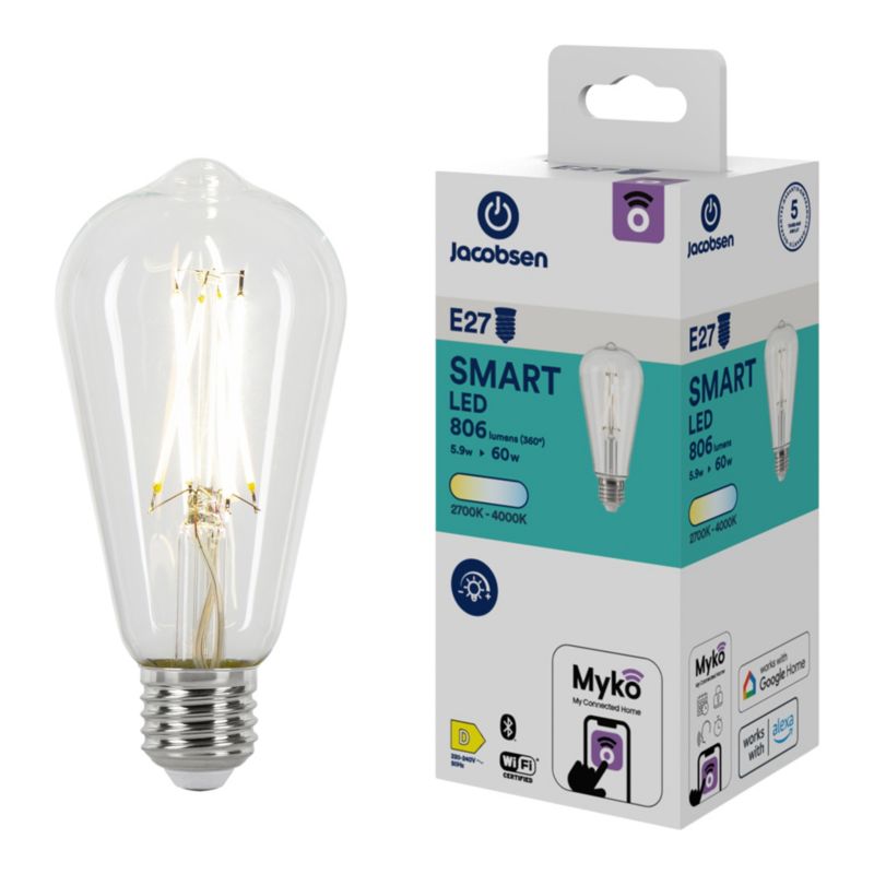 Inteligentna żarówka LED Filament Jacobsen Myko ST64 E27 806 lm CCT ...