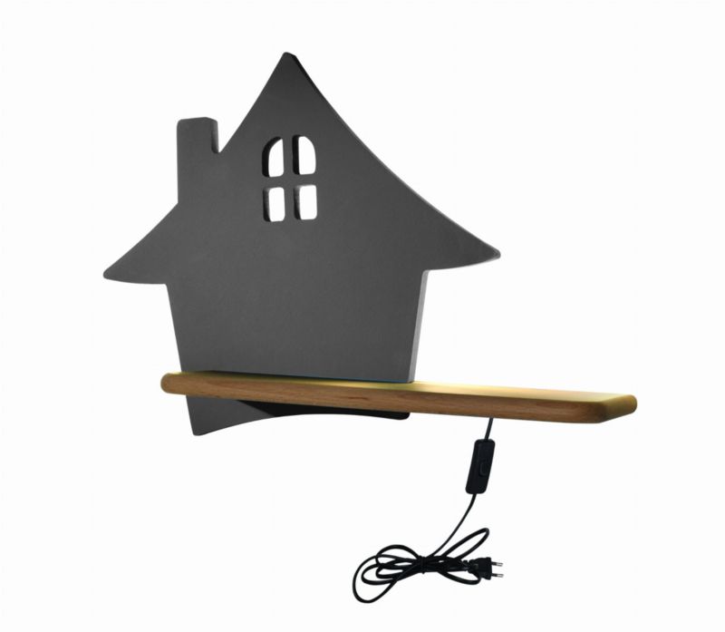 Kinkiet Candellux House jasne drewno z przewodem i włącznikiem LED 4W ...