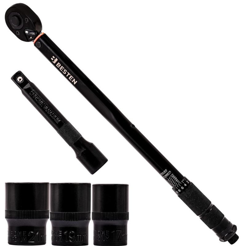 Klucz dynamometryczny BESTEN BE-2878 28-210 Nm z blokadą i zestawem ...