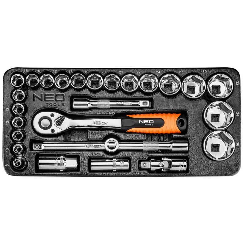 Klucze nasadowe NEO TOOLS 1/2", zestaw 27 szt., wkładka 1 kpl | Majsterkowanie w Castoramie