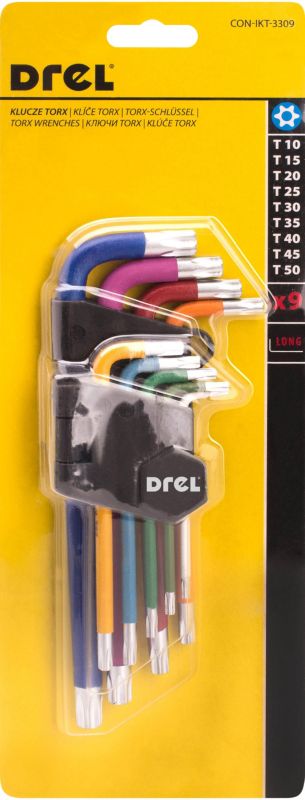 Klucze torx Drel kolorowe 9 szt.