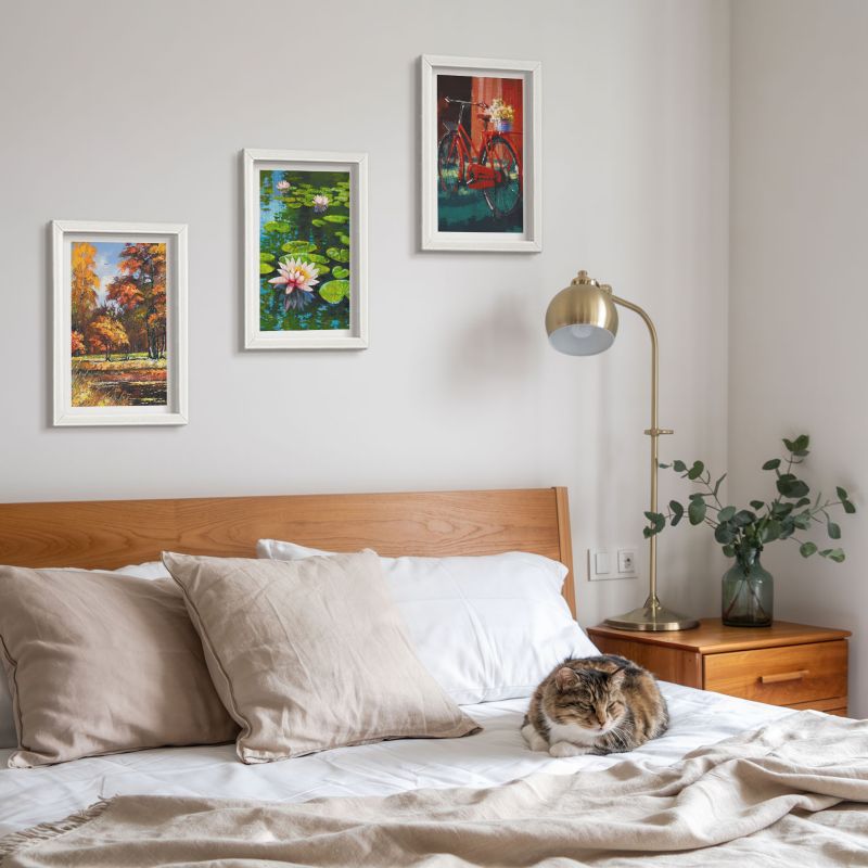 Komplet 3 Obrazów w Białej Ramie ArtPrintCave 20x30 cm Grafika Ścienna ...