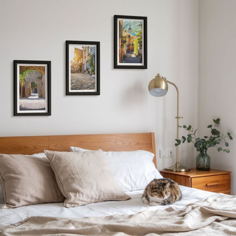 Komplet 3 Obrazów w Czarnej Ramie ArtPrintCave 20x30 cm Grafika Ścienna ...