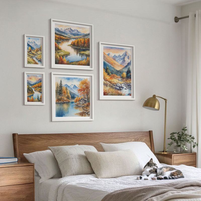 Komplet 5 Obrazów ArtPrintCave (2x50x50+2x20x30+40x60cm) Biała rama ...