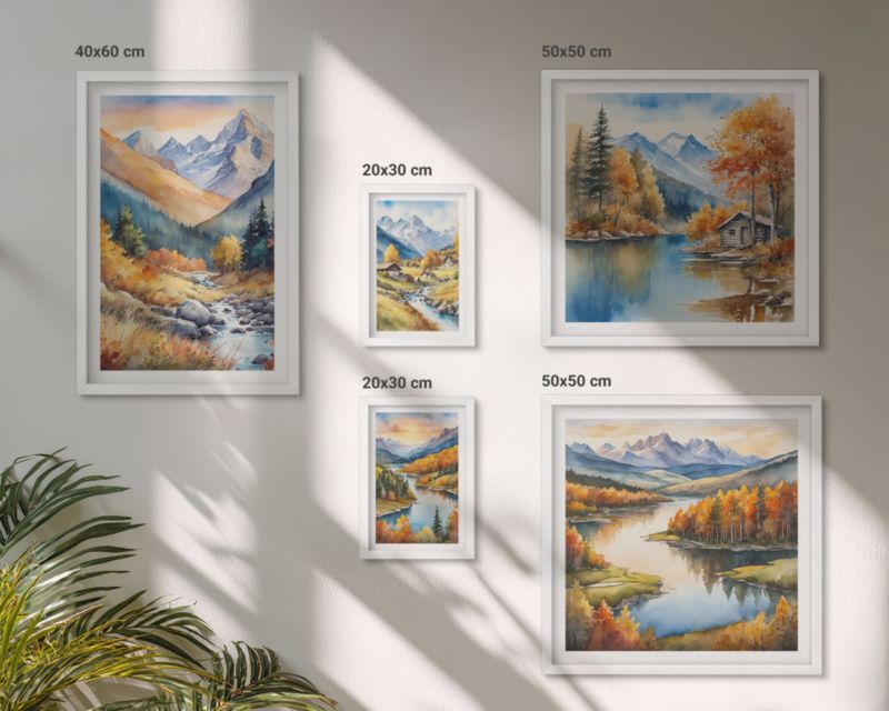 Komplet 5 Obrazów ArtPrintCave (2x50x50+2x20x30+40x60cm) Biała rama ...
