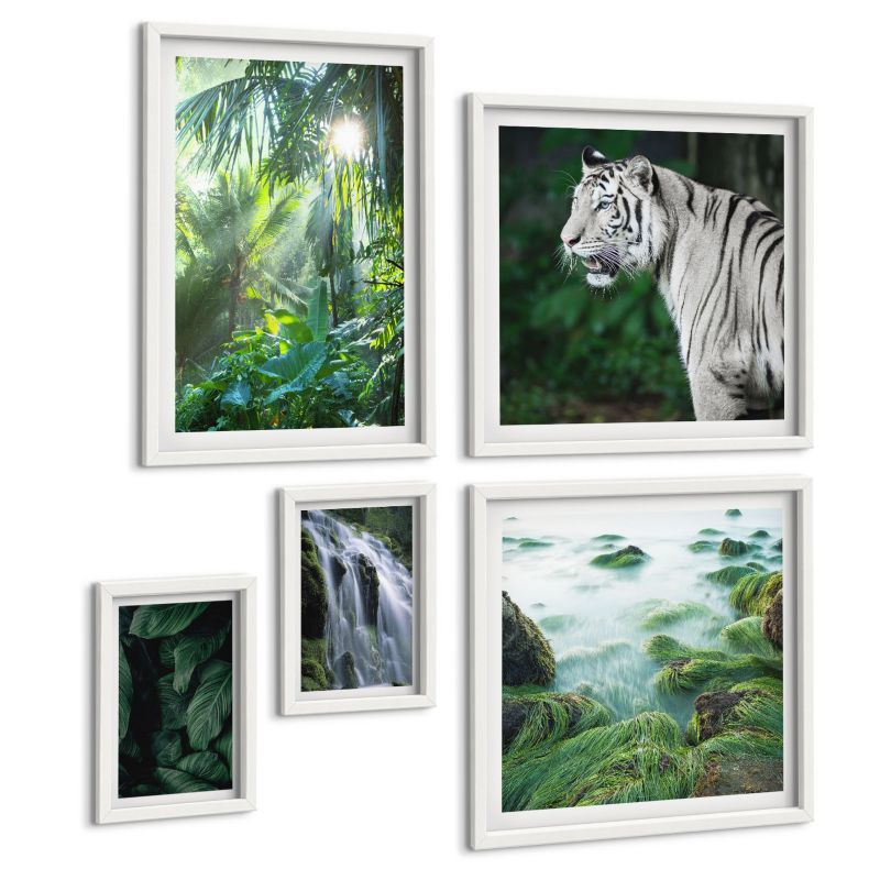 Komplet 5 Obrazów ArtPrintCave (2x50x50+2x20x30+40x60cm) Biała rama ...