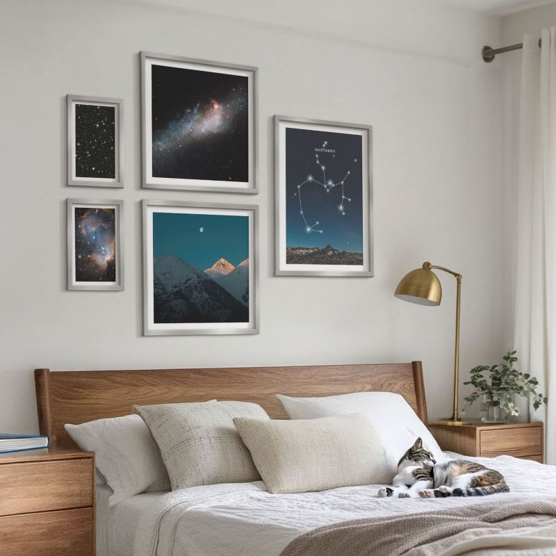 Komplet 5 Obrazów ArtPrintCave (2x50x50+2x20x30+40x60cm) Srebrna rama ...