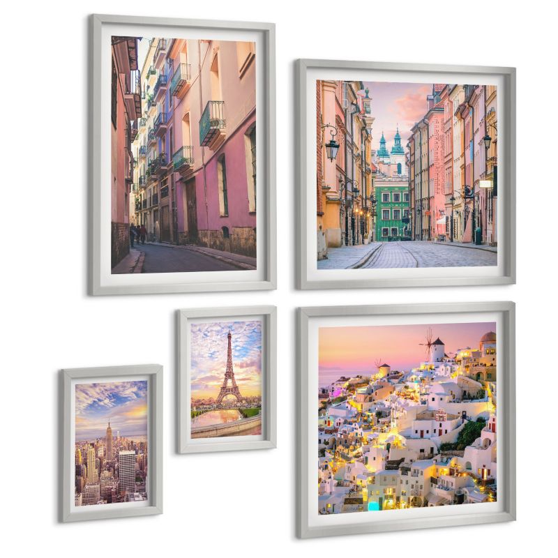 Komplet 5 Obrazów ArtPrintCave (2x50x50+2x20x30+40x60cm) Srebrna rama ...