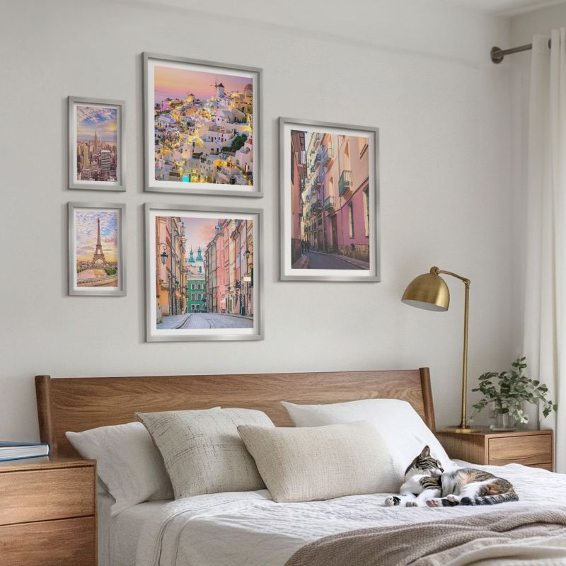Komplet 5 Obrazów ArtPrintCave (2x50x50+2x20x30+40x60cm) Srebrna rama ...