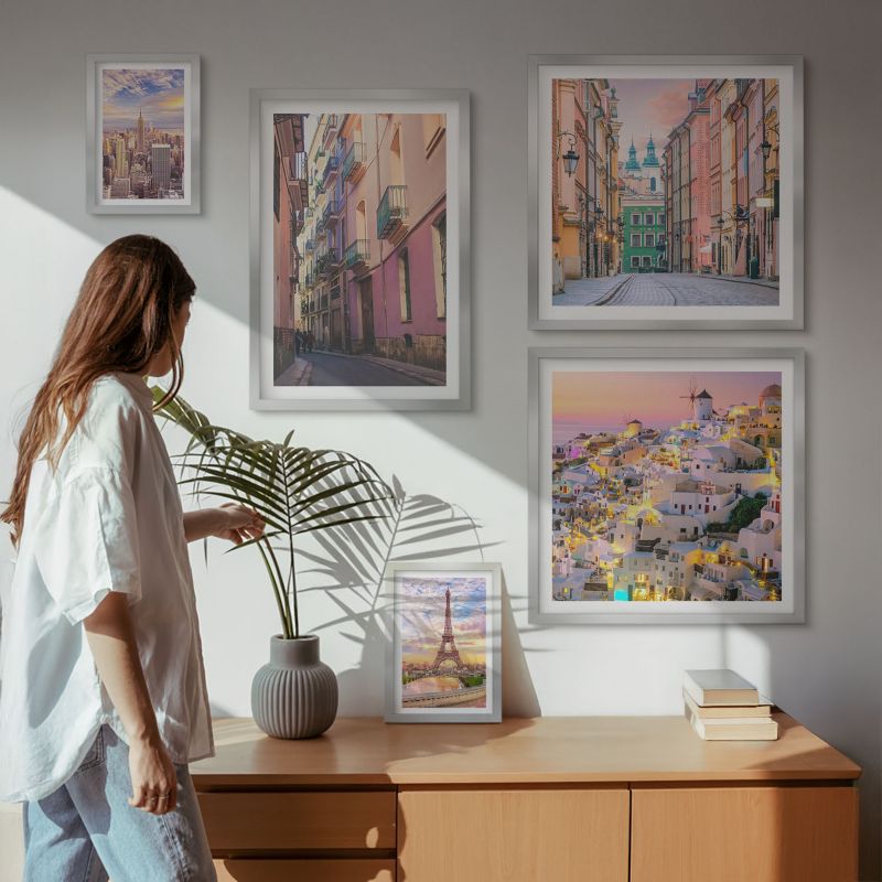 Komplet 5 Obrazów ArtPrintCave (2x50x50+2x20x30+40x60cm) Srebrna rama ...