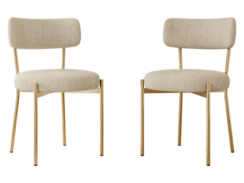 Komplet dwóch nowoczesnych krzeseł MIRJAN 24 Muz DC-1176 beżowy + złoty ...