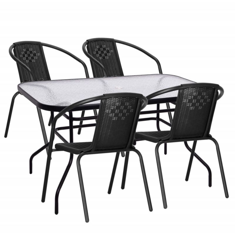 Komplet mebli ogrodowych Springos stół 120 x 70 cm prostokątny i krzesła metalowe 4 szt. zestaw ...