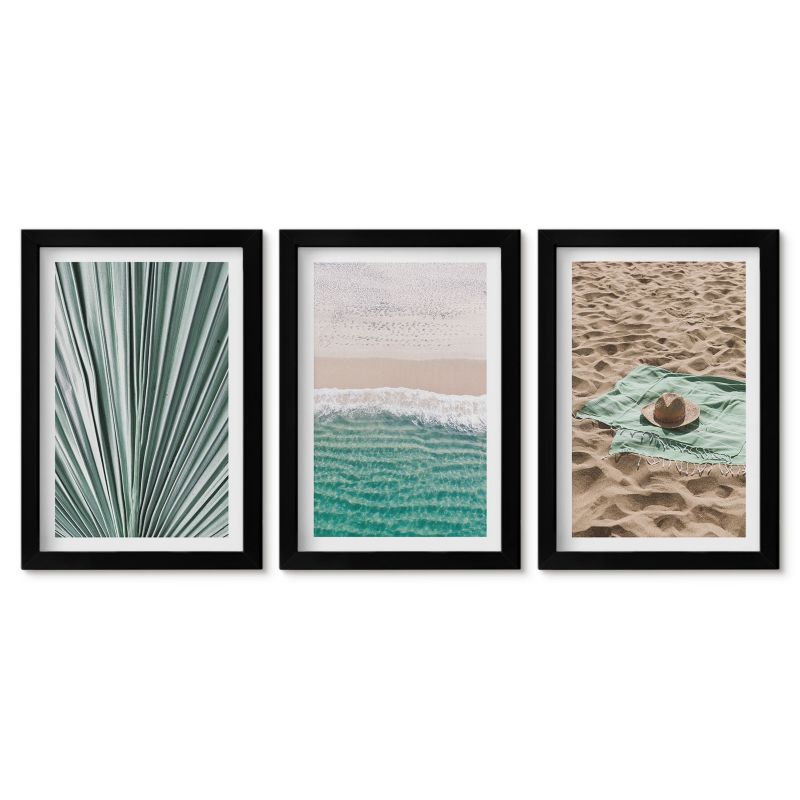 Komplet obrazów czarna rama Tulup 20x30 cm Wakacyjne widoki plaża morze ...