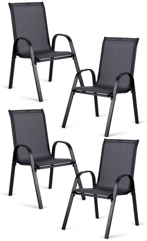 Krzesła ogrodowe Sofotel metalowe na balkon taras czarne 4 szt.