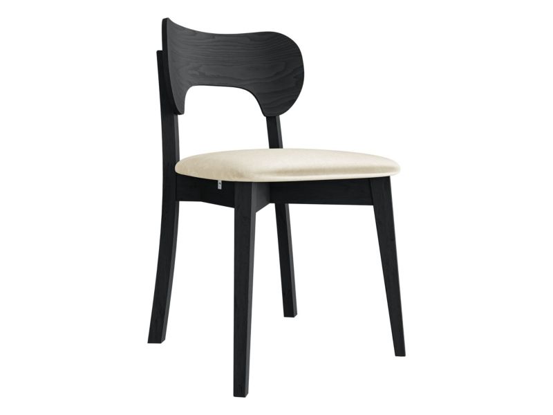 Krzesło MIRJAN 24 tapicerowane KT64 czarny/śmietankowy aksamit 1 szt. | Majsterkowanie w Castoramie