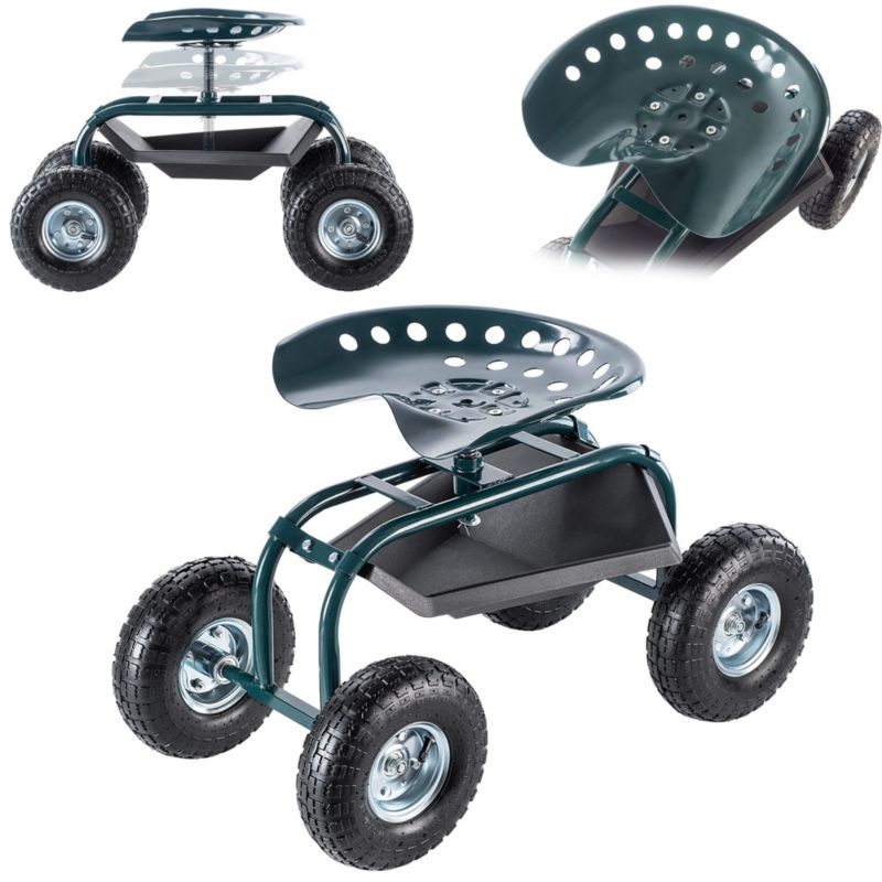 Krzesło Ogrodowe KADAX Na Kółkach Siedzisko Stołek Ogrodu Schowek ...