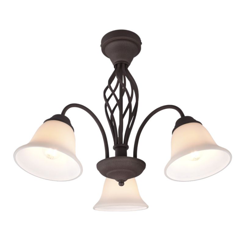 Lampa sufitowa Trio Rustica brązowo-biała wym: 42,5 x 55 x 55 cm 3xE14 ...