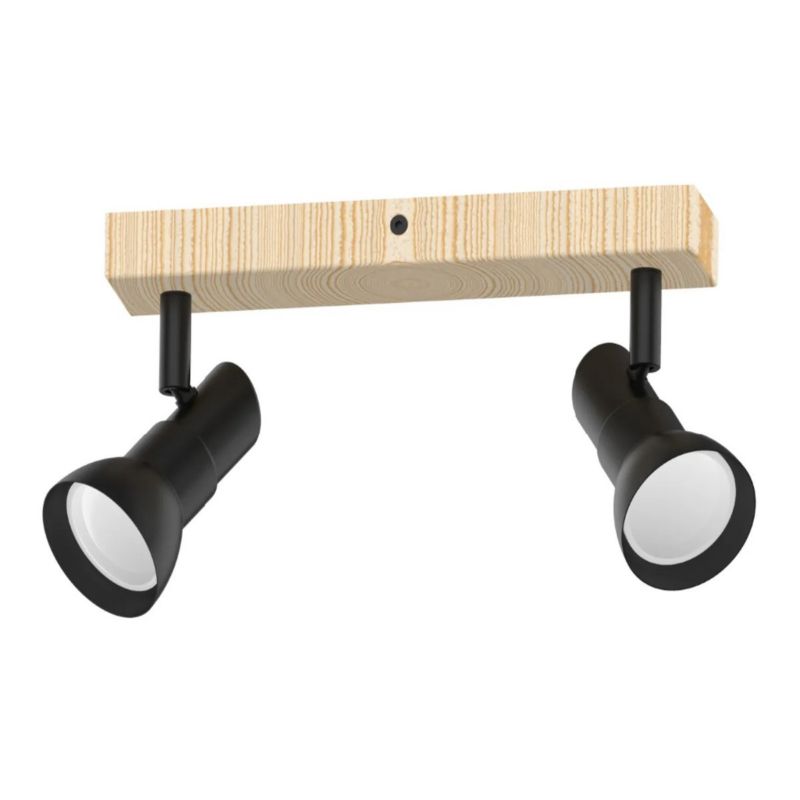 Lampa sufitowa Zuma Line Triest czarny matowa-drewno Listwa z lampami 2 ...