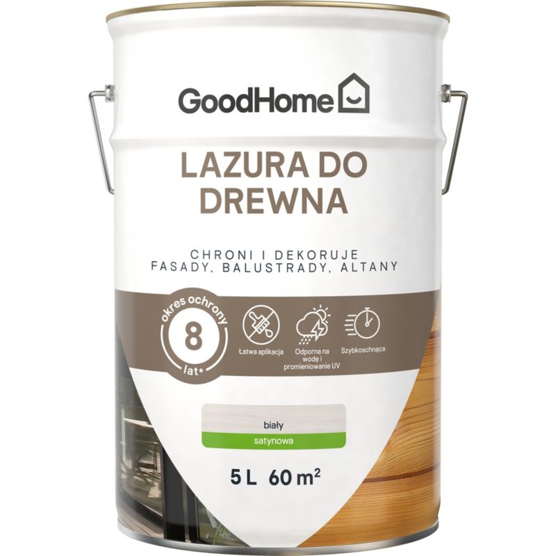 Lazura GoodHome 8 lat biała 5 l | Majsterkowanie w Castoramie