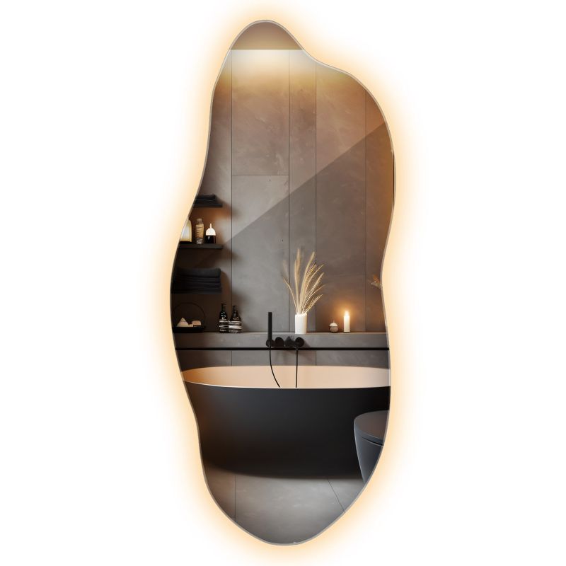 Lustro LED Ciepłe Światło Wallfluent 35x80 cm Nieregularne Ścienne ...