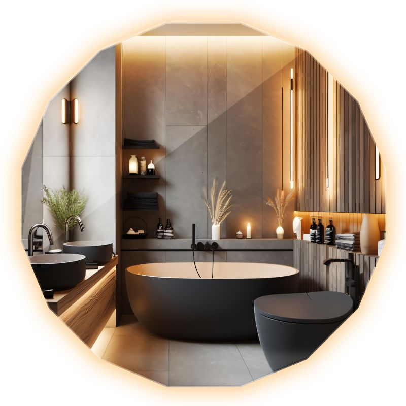 Lustro LED Wallfluent 60 x 60 cm Boho do Małych Pomieszczeń Ciepłe ...